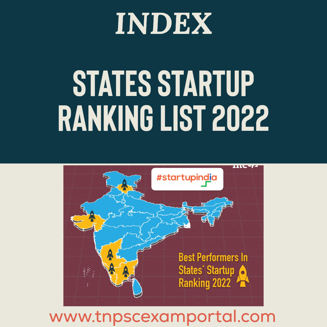 STATES STARTUPS RANKING LIST 2022 | மாநில ஸ்டார்ட் தரவரிசைப் பட்டியல் 2022